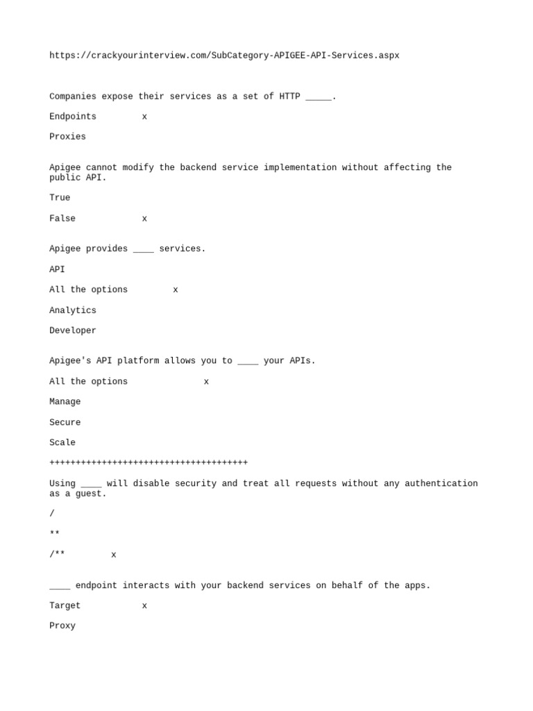 APIGEE - API Services - Quiz | PDF | Business | Computers