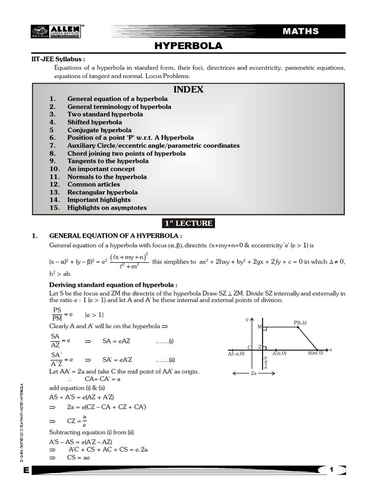 Hyperbola | PDF | Ellipse | Circle