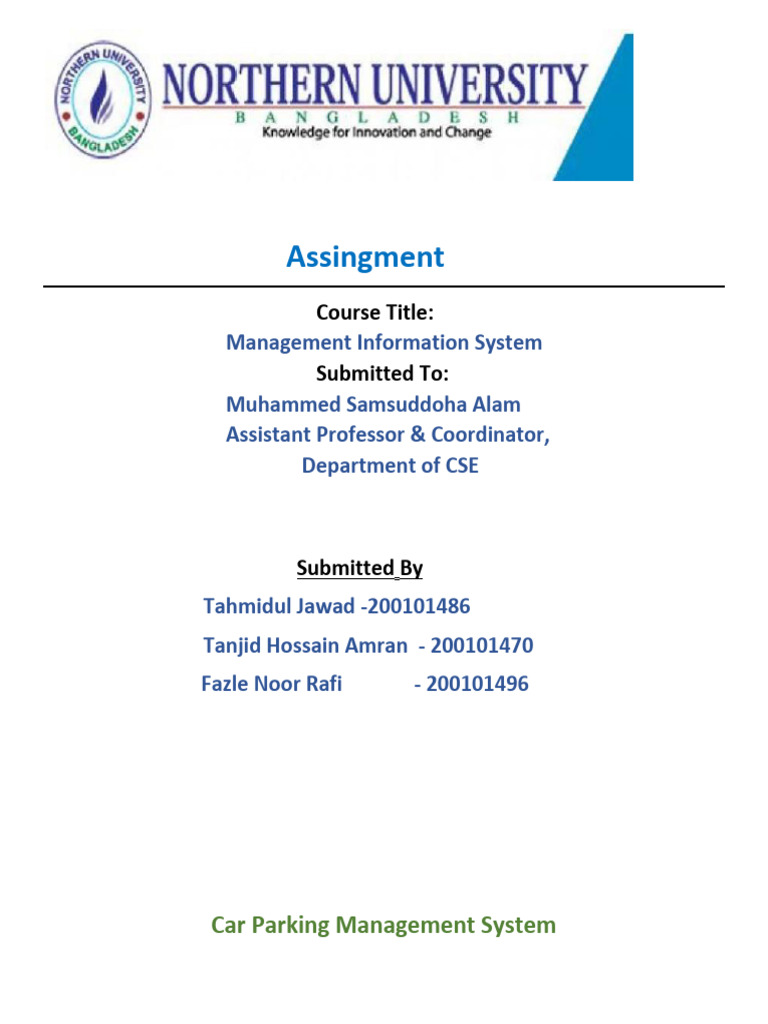 Car Parking Management System Proposal | PDF | Information Technology ...