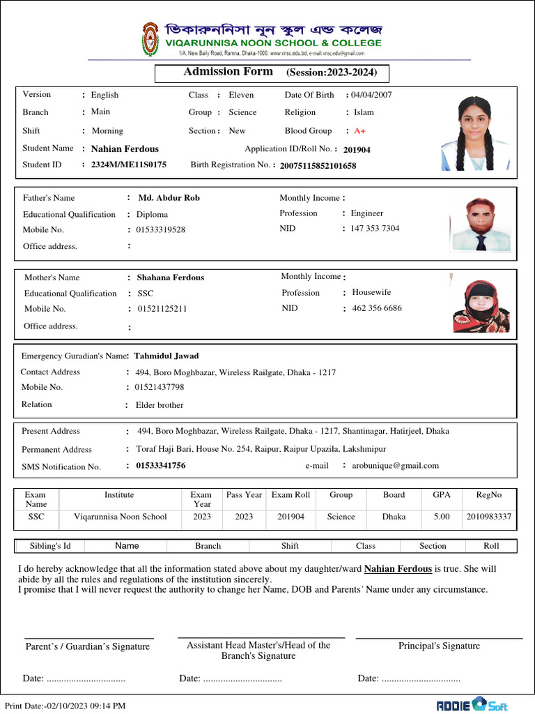 Admission Report | PDF