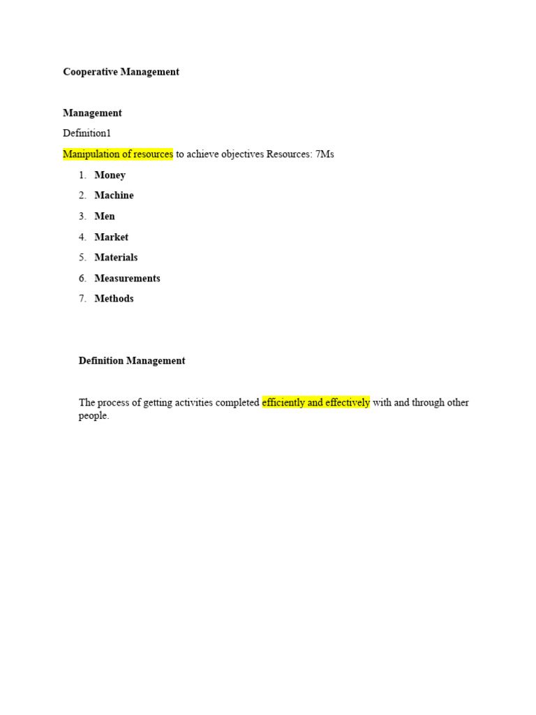 Cooperative Management | PDF