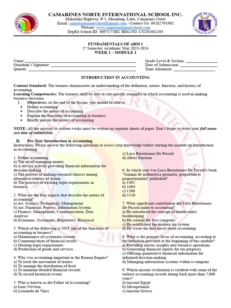 Lesson-001-INDTRODUCTION-OF-ACCOUNTING | PDF | Accounting | Income