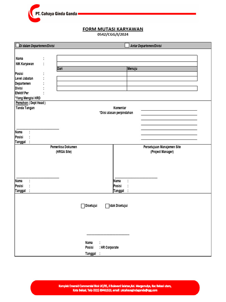 Form Mutasi Karyawan | PDF