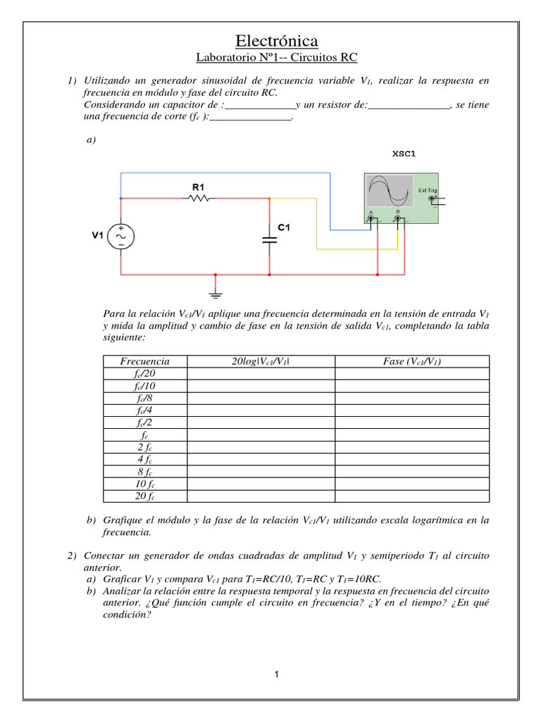 Laboratorio Nb01 Circuitos RC | PDF | Frecuencia | Red eléctrica