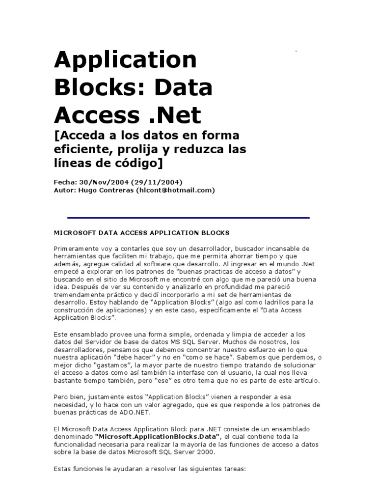Application Blocks | PDF | Servidor SQL de Microsoft | Active X Data ...