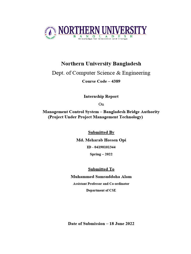 Internship Report Indrustrial Training | PDF | Human Resource Management | Computer Science