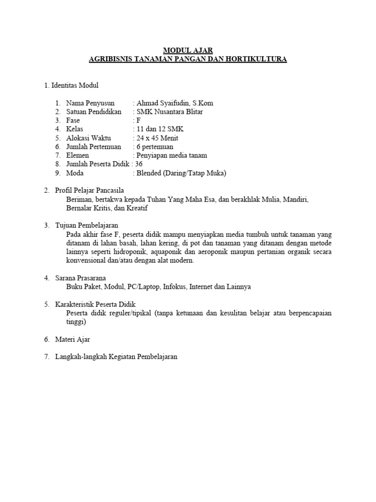 Modul Ajar Atph Fase F | PDF
