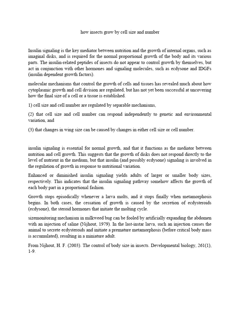 How Insects Grow by Cell Size and Number | PDF