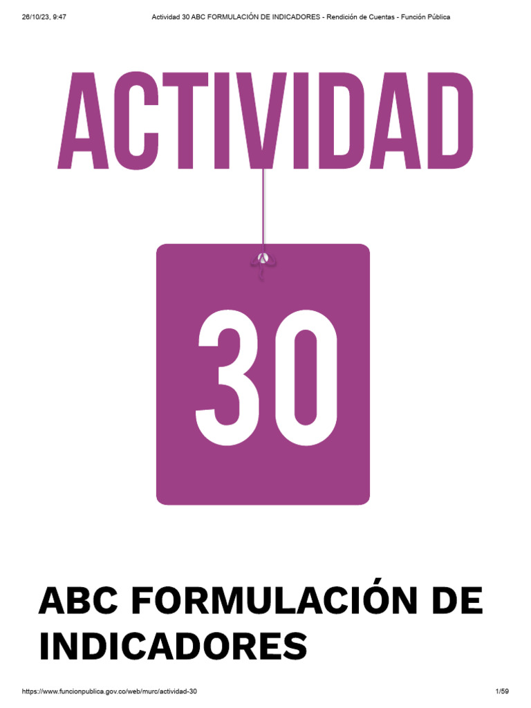 Actividad 30 ABC FORMULACIÓN DE INDICADORES - Rendición de Cuentas - Función Pública | Descargar ...