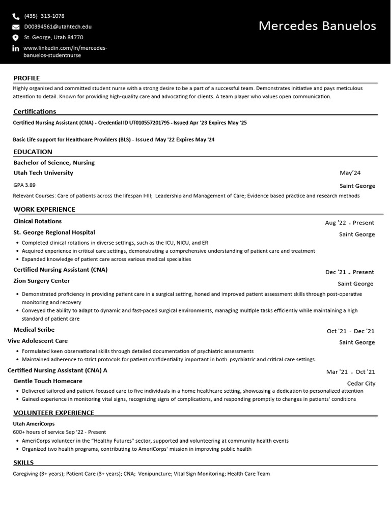 Actual 2024 Resume | PDF | Nursing | Patient