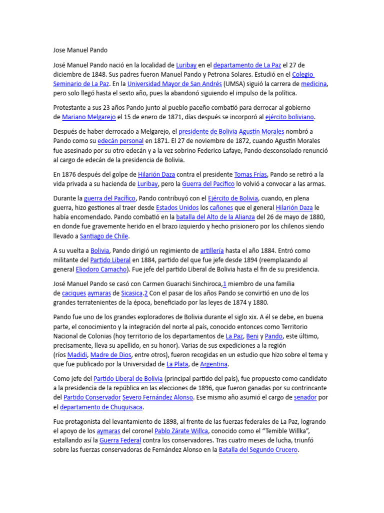 Jose Manuel Pando | PDF | América del Sur | Conflictos