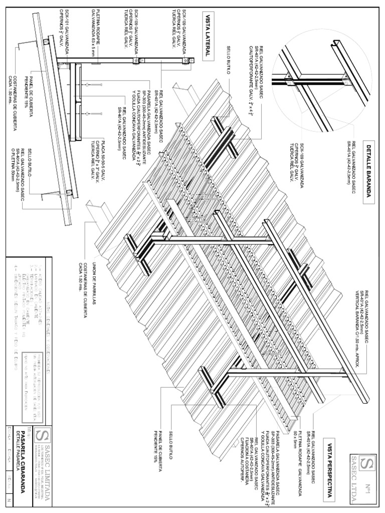 Sasec Ltda - Pasarela Nivelada Con Baranda Pv-4 | PDF