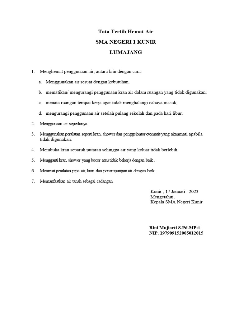 Tata Tertib Hemat Air | PDF