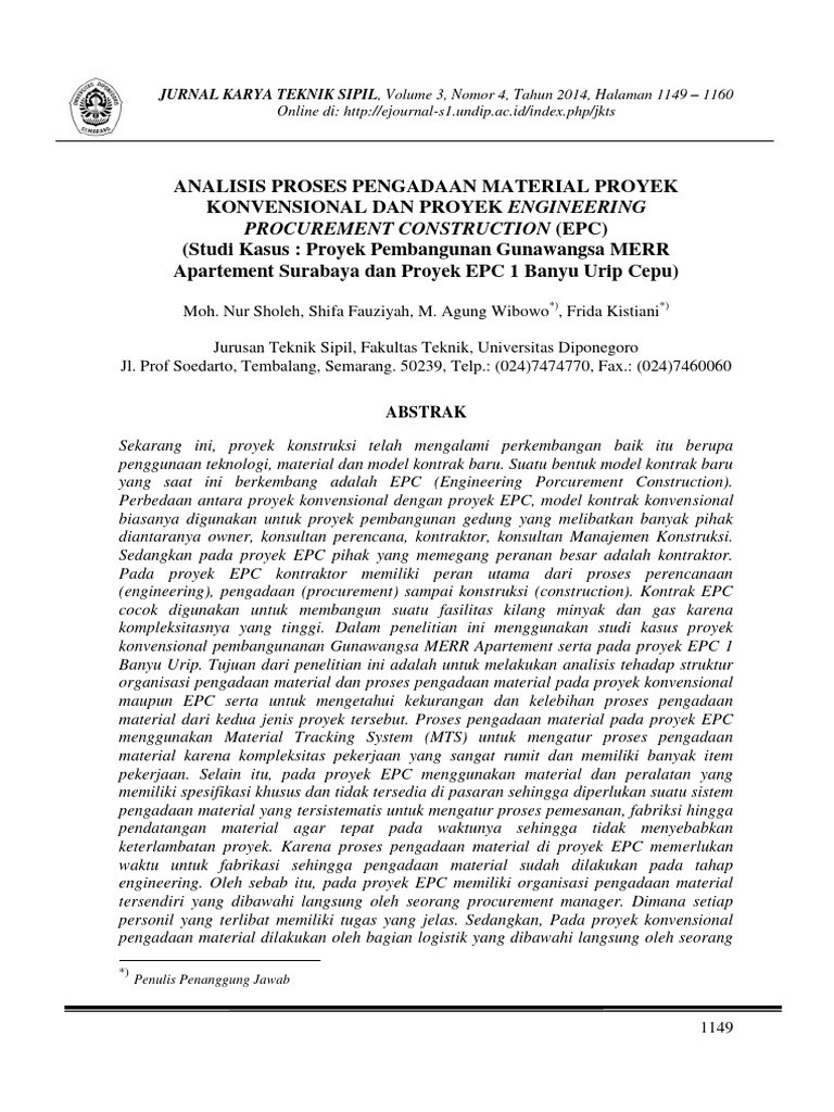 Analisis Proses Pengadaan Material Proyek Konvensional Dan Proyek EPC | PDF