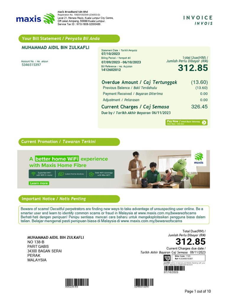 Bil Maxis September | PDF | Debit Card | Payments