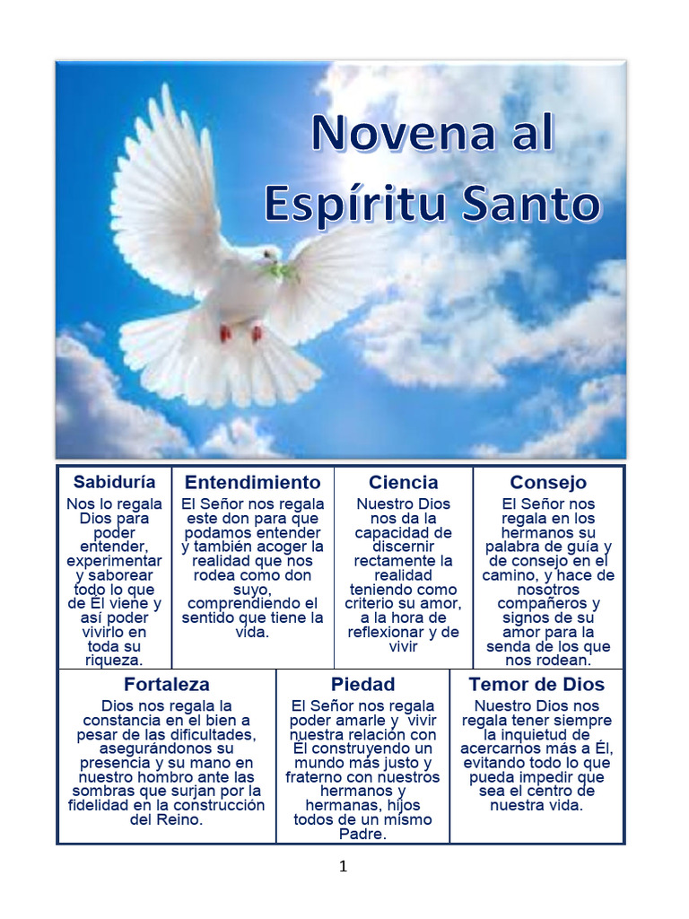 Novena Al Espiritu Santo | PDF | Creencia religiosa y doctrina | Teología