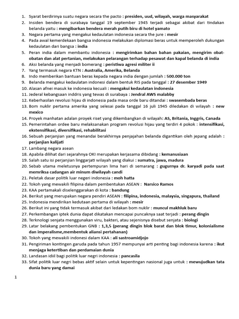 Kisi Kisi Sejarah Minat | PDF