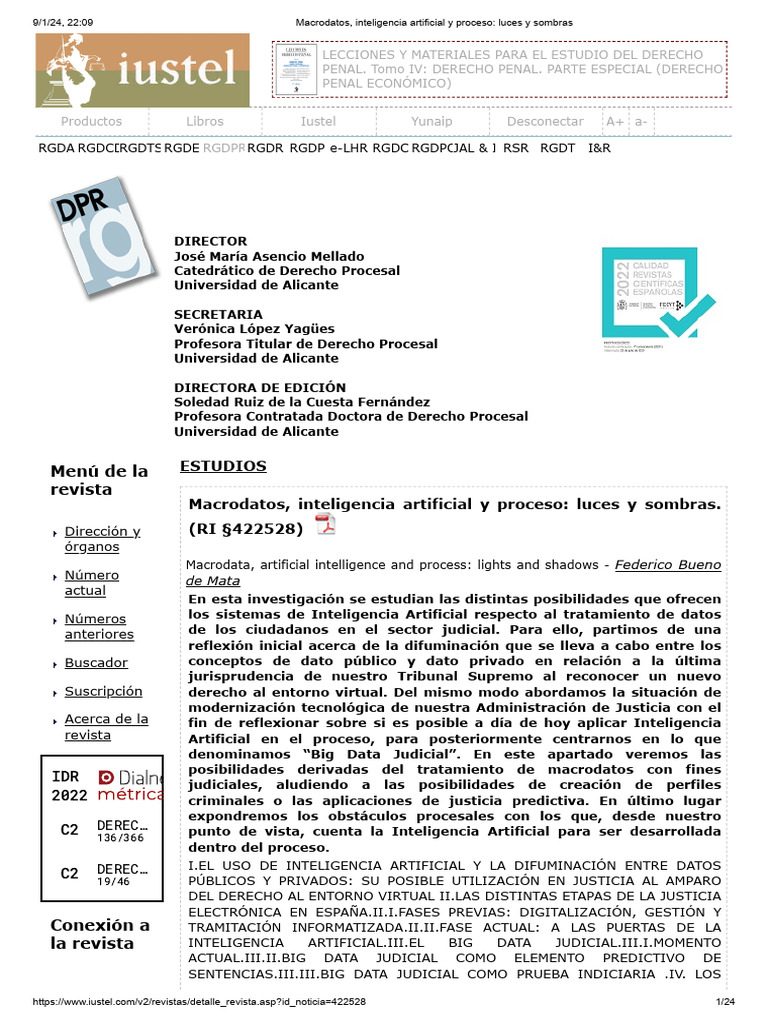 Macrodatos, Inteligencia Artificial y Proceso - Luces y Sombras | PDF ...