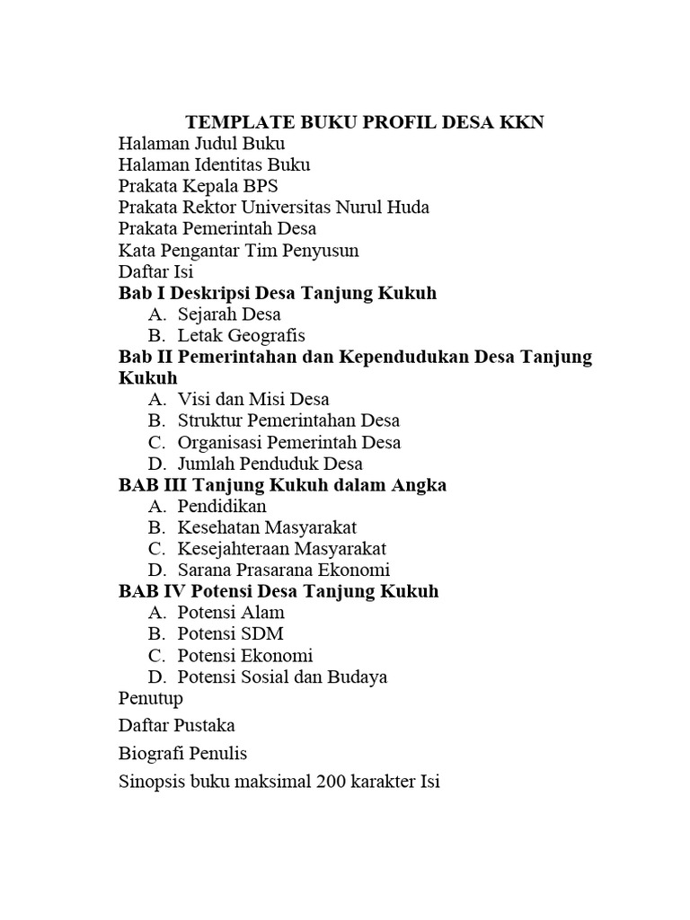 Template Buku Profil Desa Tanjung Kukuh | PDF