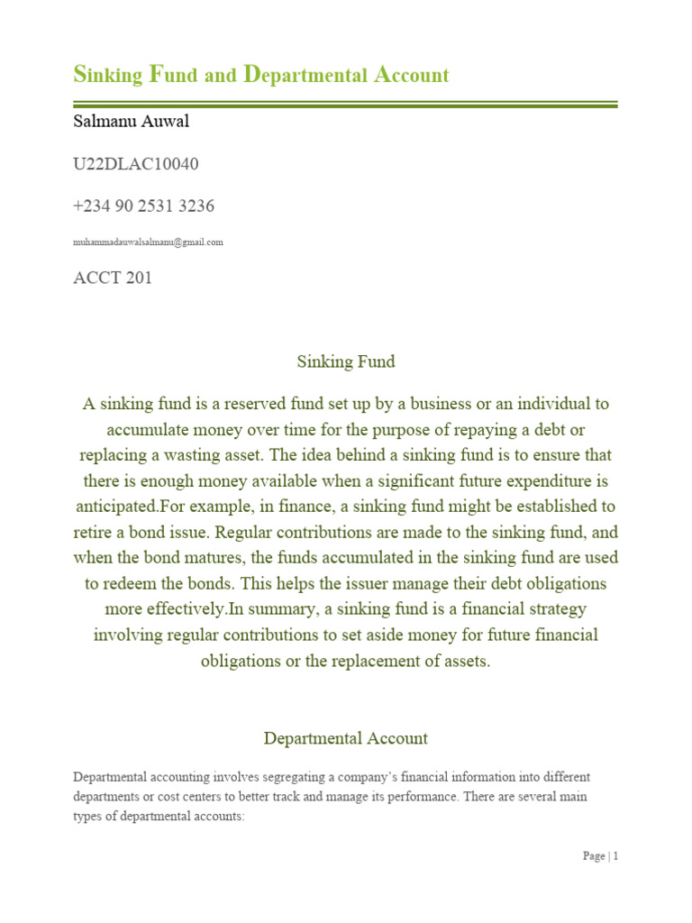 Sinking Fund and Departmental Account | PDF | Sinking Fund | Marketing