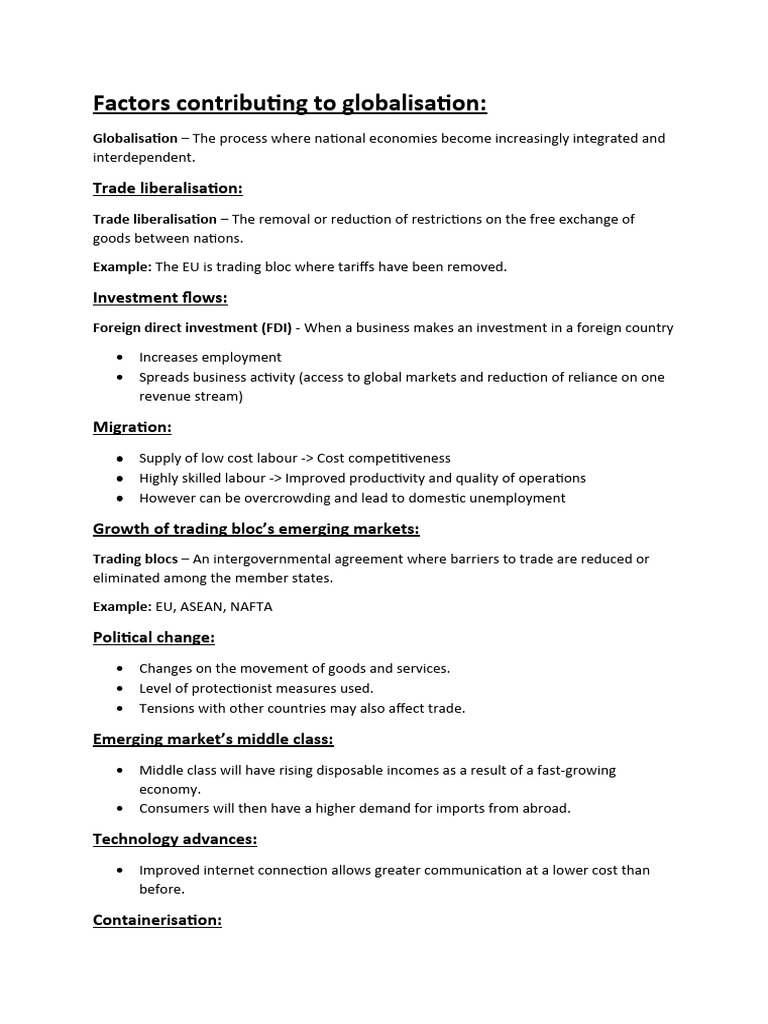 Factors Contributing To Globalisation | PDF