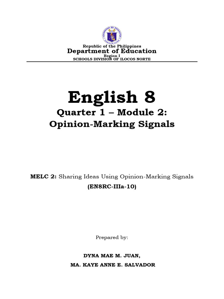 English-8-Q2-MODULE-2-Week-2-Using Opinion-Marking Signals - FINAL ...
