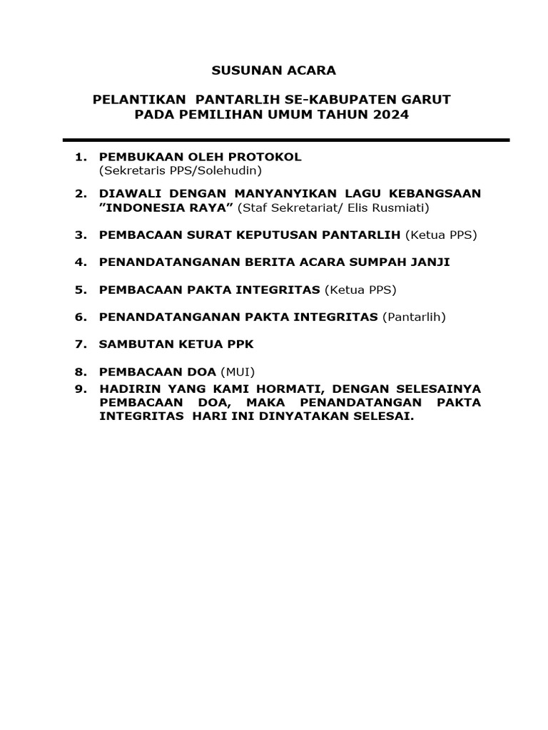 Susunan Acara | PDF | Politik