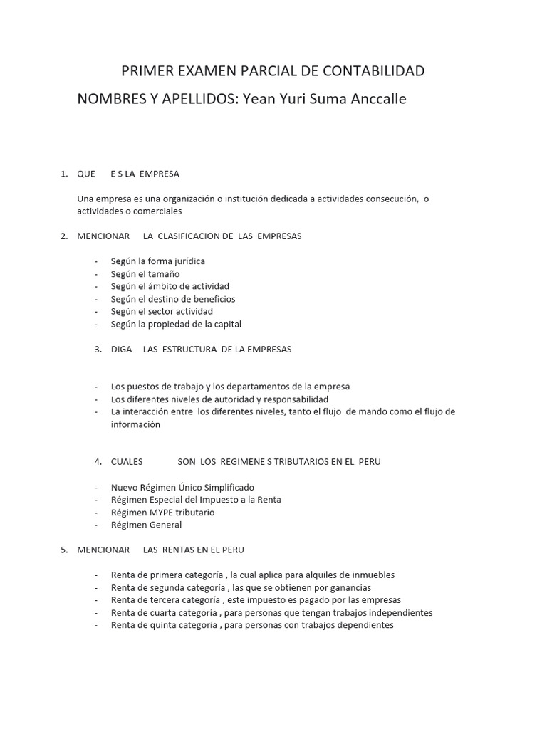 Primer Examen Parcial de Contabilidad | PDF | Contabilidad | Business