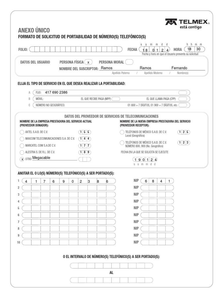 Formato Solicitud Porta | PDF | Industrias de servicio