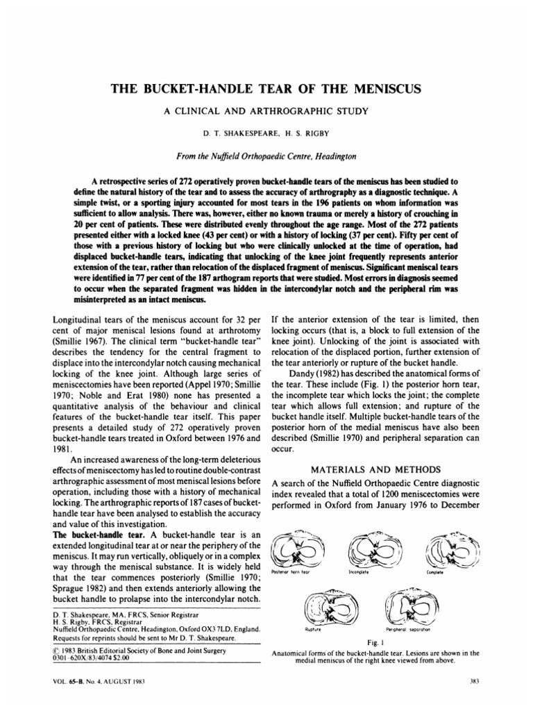 The Bucket-Handle Tear of The Meniscus | PDF | Knee | Diseases And ...
