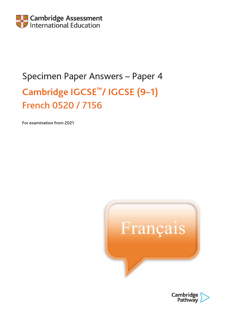 0520 Specimen Paper Answers (For Examination From 2021) | PDF | Verb ...