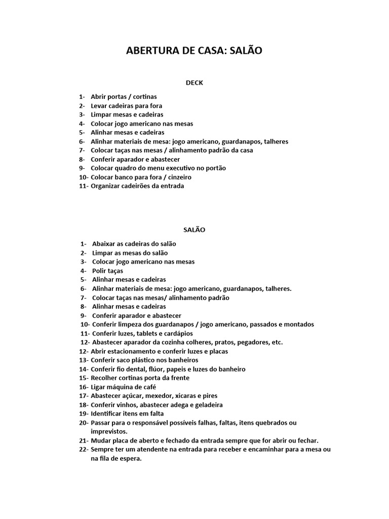 17 4+-+Checklist+de+Abertura+e+Fechamento | PDF
