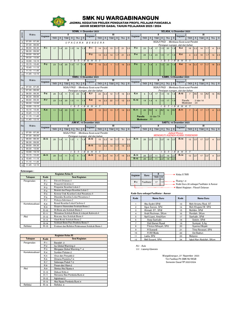 Jadwal P5 SMT Gasal TP 2023 2024 | PDF Jadwal P5 SMT Gasal TP 2023 2024 | PDF