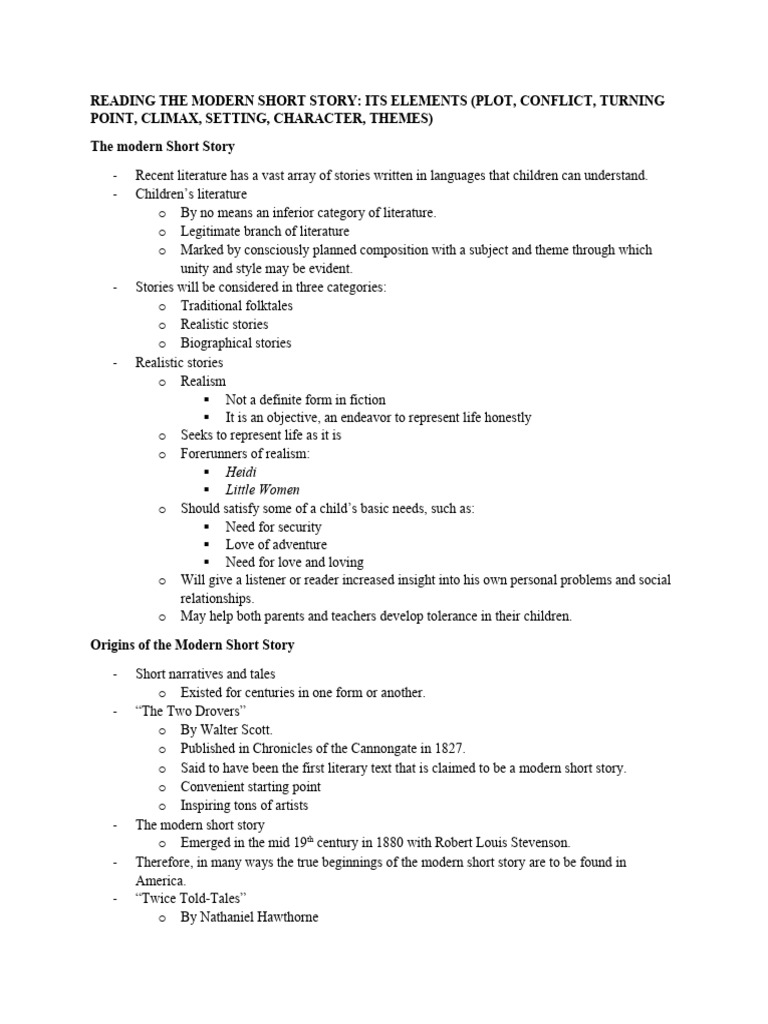 Elements of Modern Short Stories | PDF | Narration | Plot (Narrative)