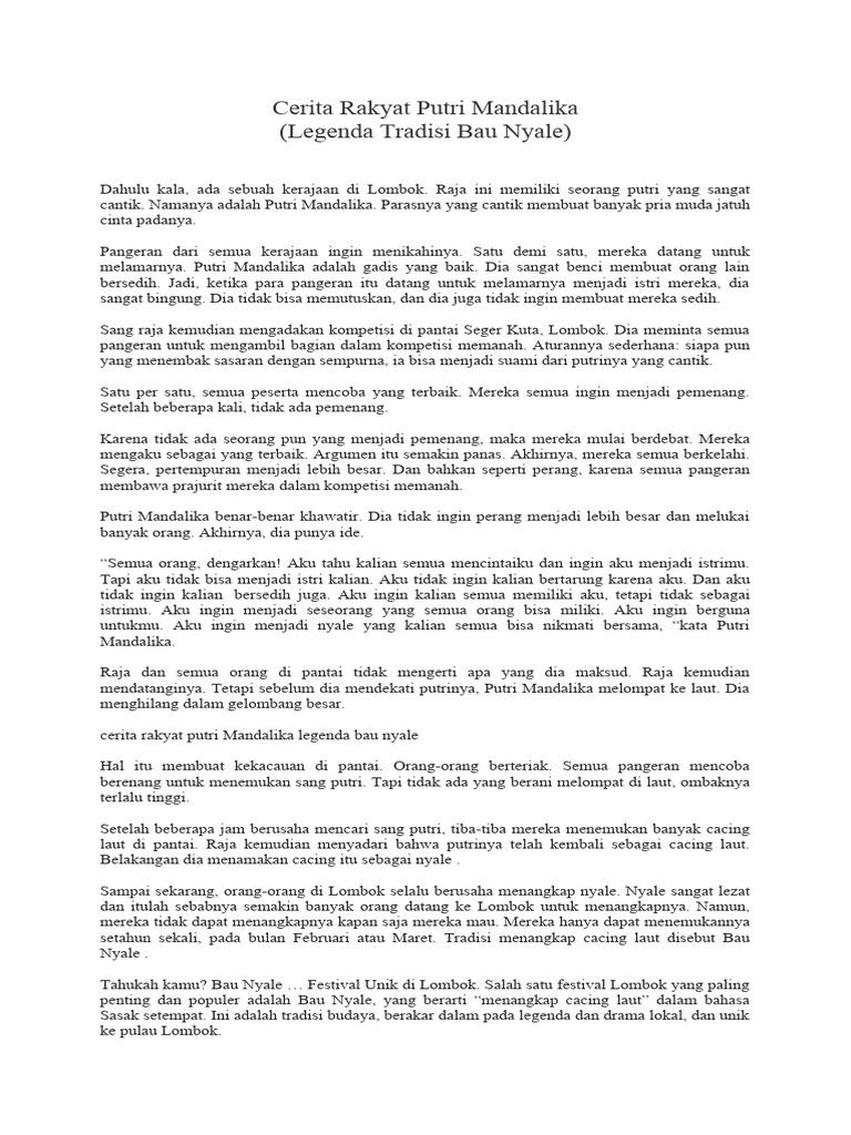 Cerita Rakyat Putri Mandalika | PDF | Puisi | Klasik