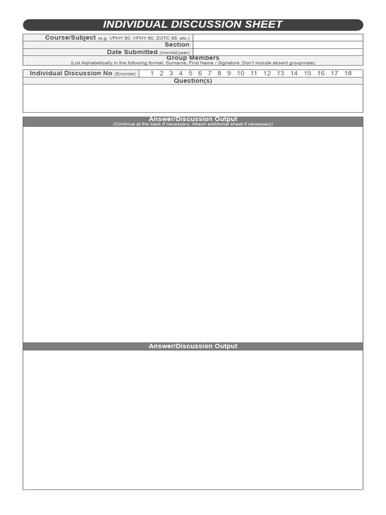Individual Discussion Sheet 2023 | PDF | Critical Thinking | Understanding