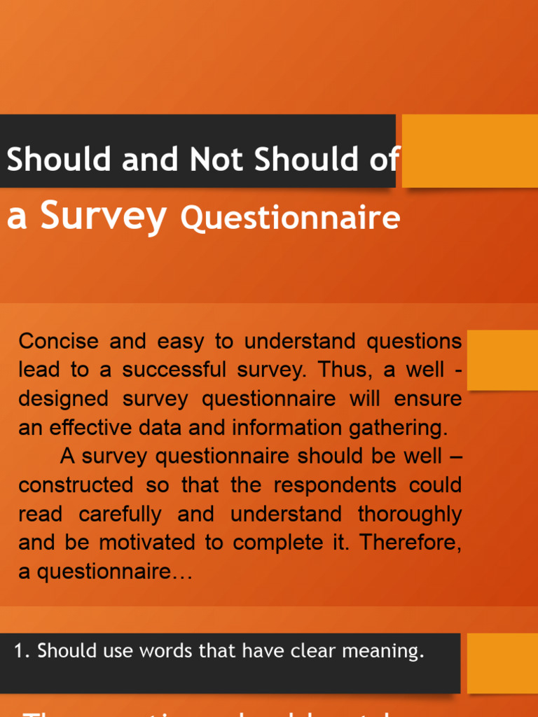 Should and Not of Survey Questionnaires | PDF | Survey Methodology ... Should and Not of Survey Questionnaires | PDF | Survey Methodology ...
