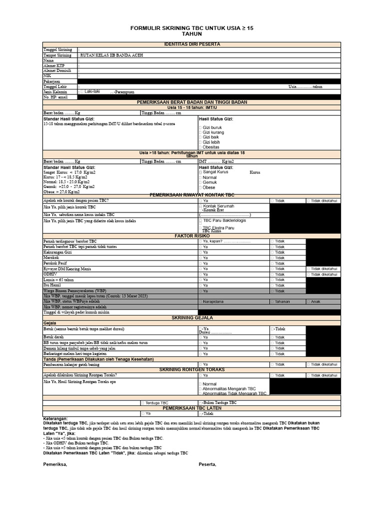 Form Skrining TB | PDF | Gaya Hidup