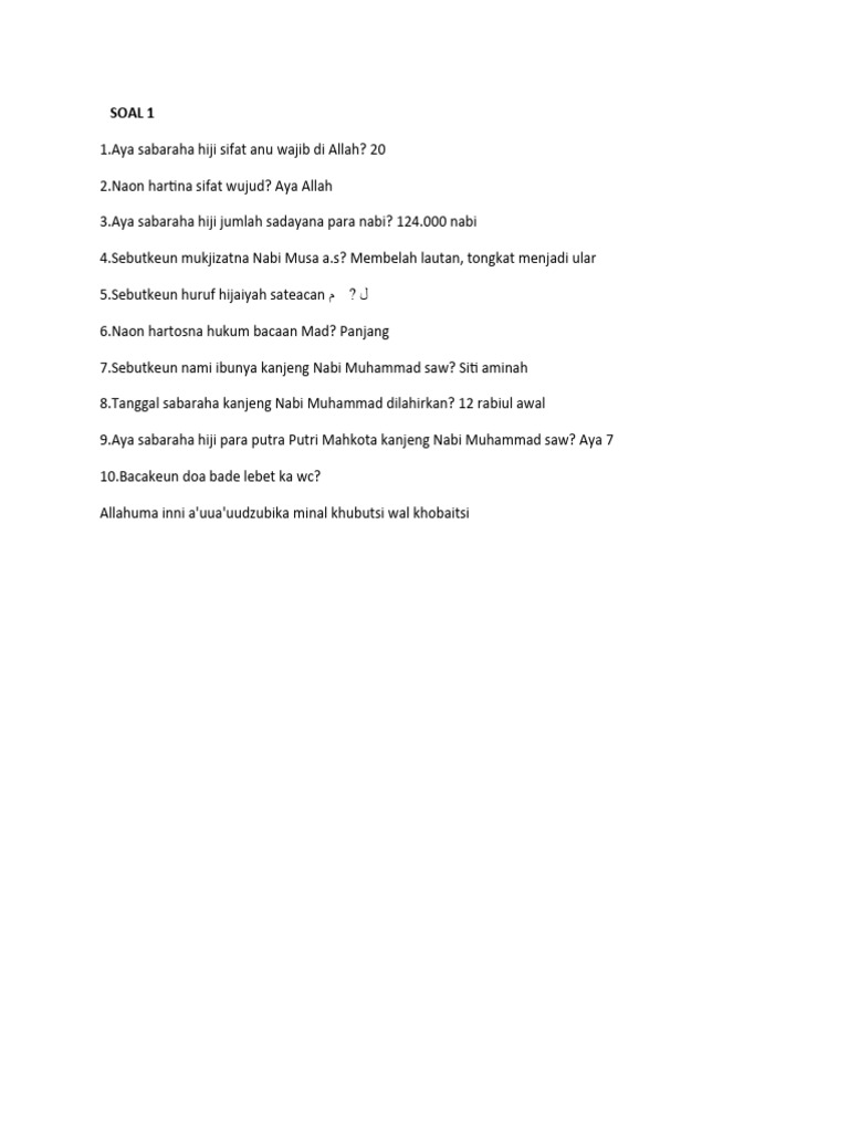 Soal Cerdas Cermat | PDF