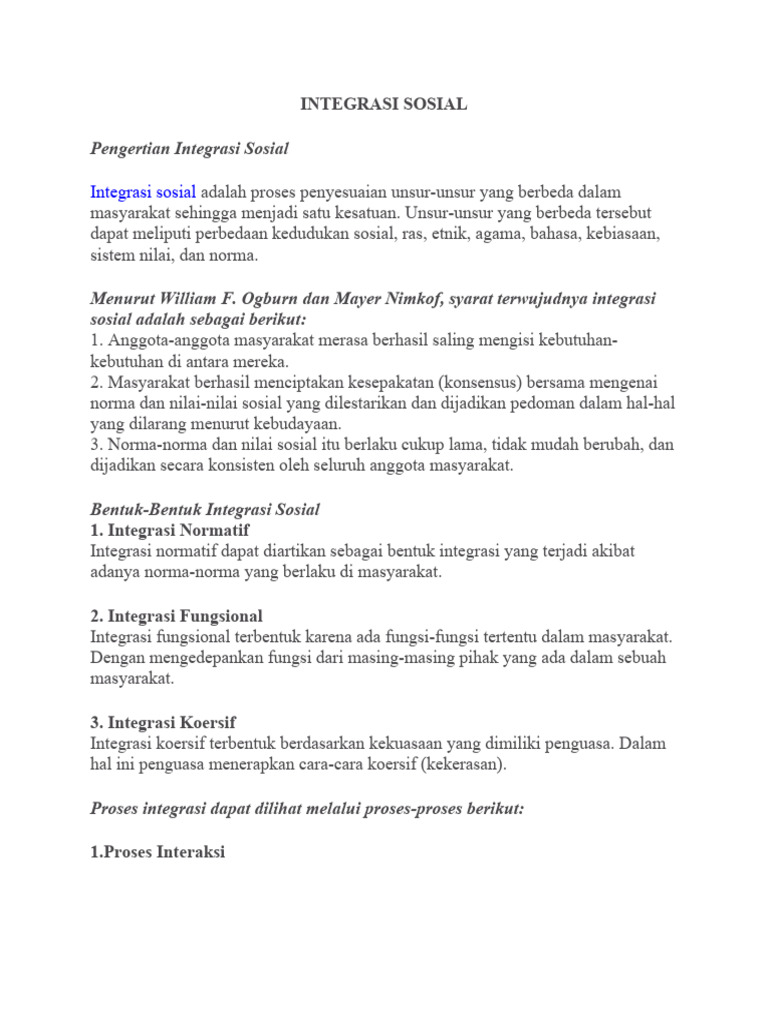 Integrasi Sosial | PDF