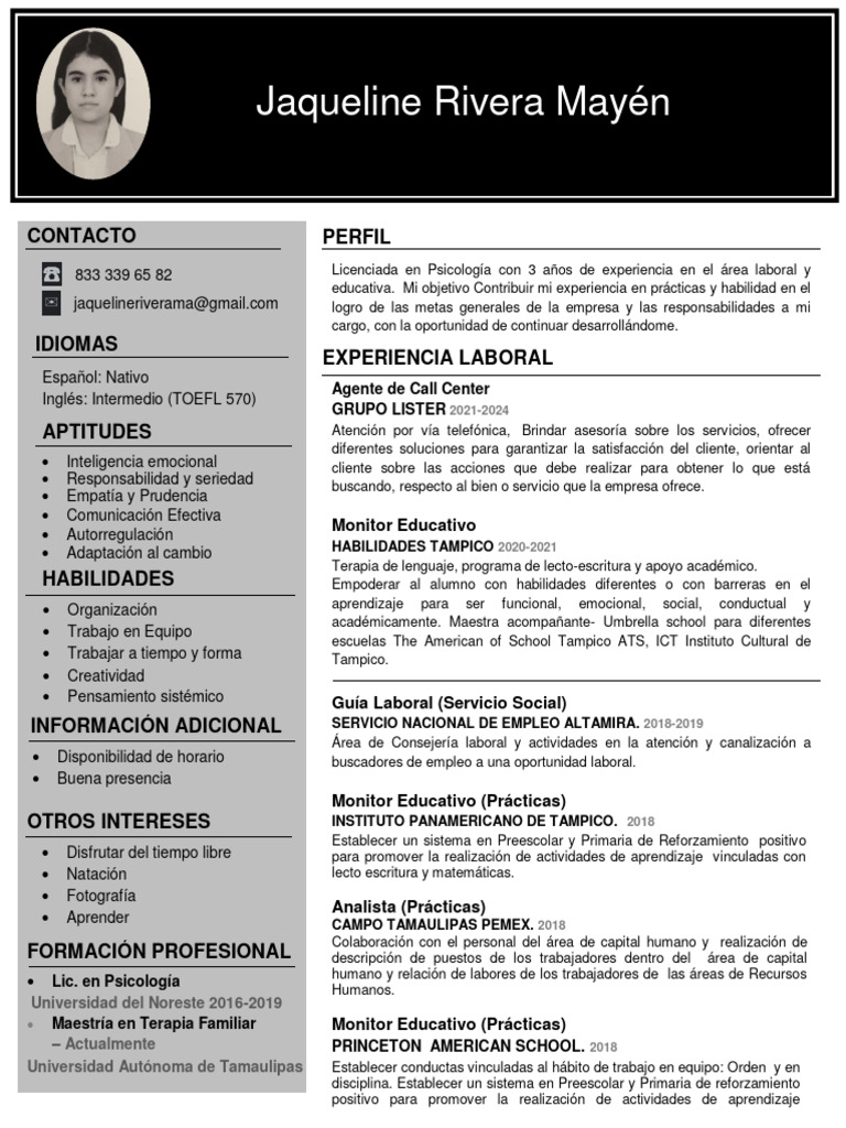 CV Jaqueline Rivera | PDF | Educación de la primera infancia | Aprendizaje