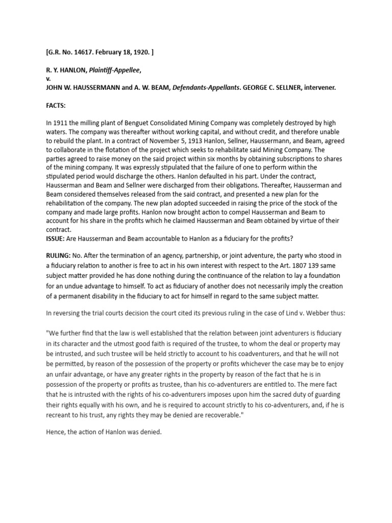 Fiduciary Duty in Joint Ventures Explained | PDF