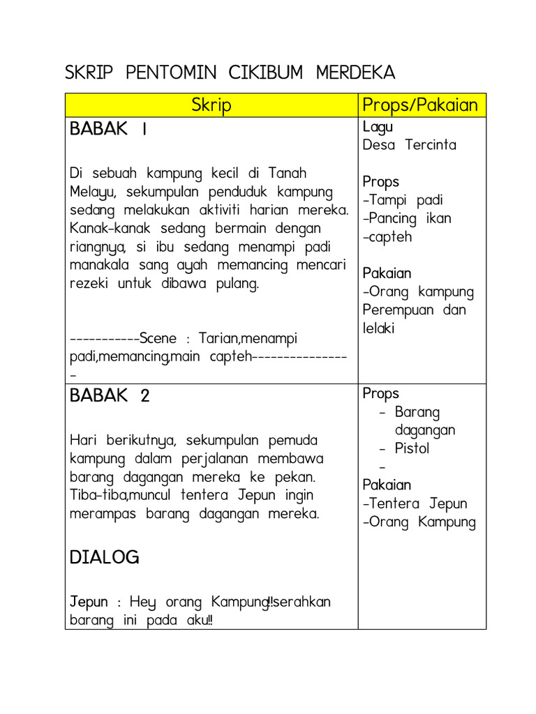 Skrip Cikibum Merdeka | PDF