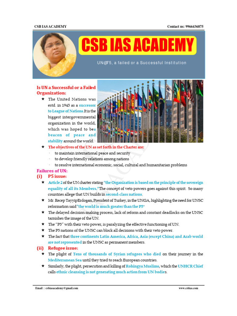 UN@75, A Failed or A Successful Institution | PDF | United Nations ...