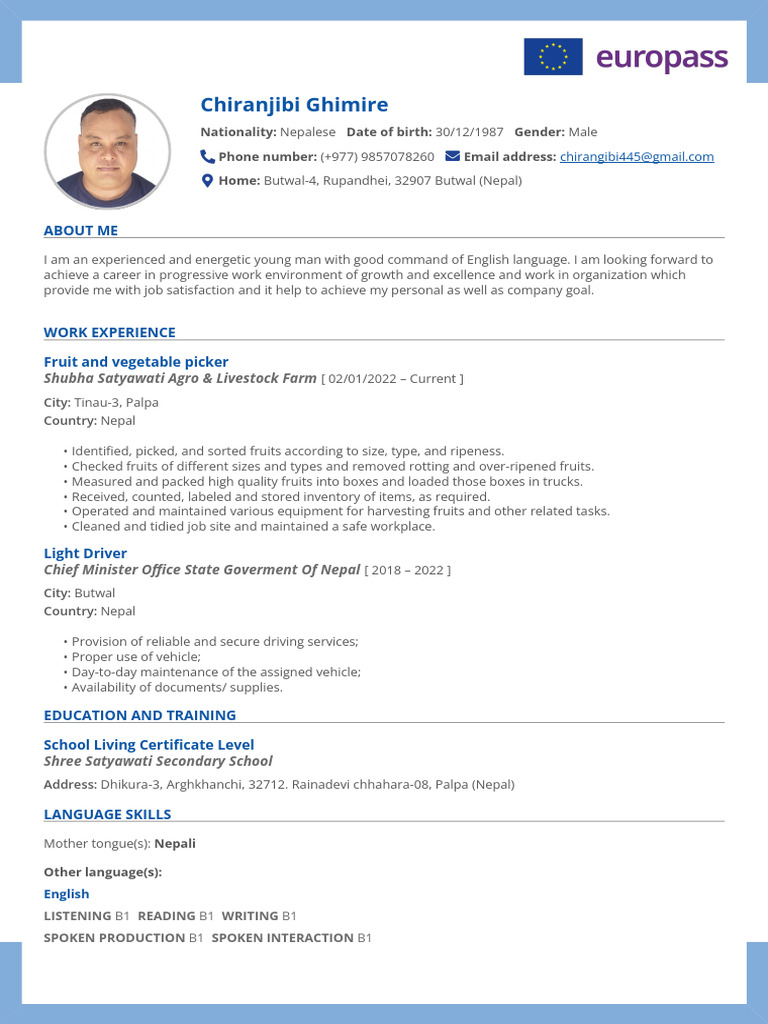Europass CV | PDF | Nepal | Communication