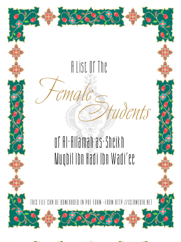 A List of The Female Students of Shaykh Muqbil Rahimahullah | PDF ...