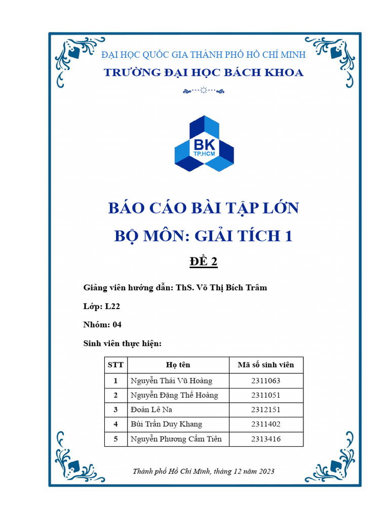 L22 Nhom04 Bai Tap Lon Giai Tich 1 | PDF