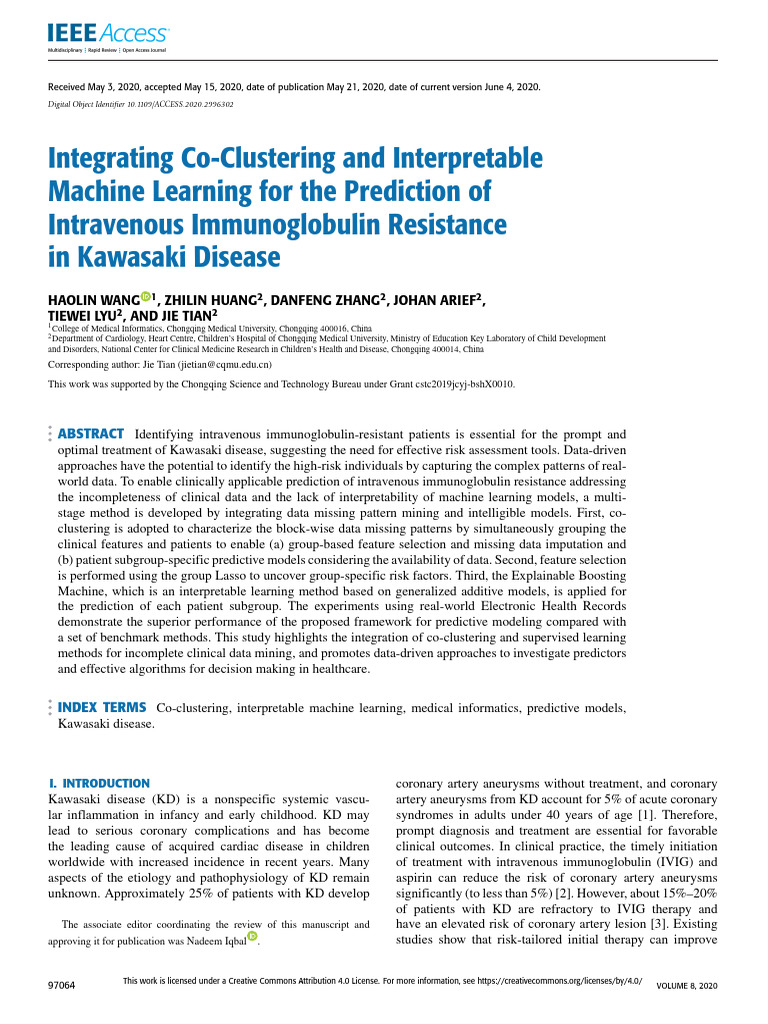 Integrating Co Clustering And Interpretable Machine Learning For The Prediction Of Intravenous
