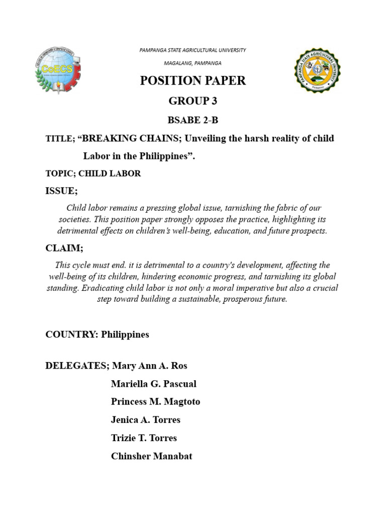 Position Paper Child Labor | PDF | Child Labour | Poverty