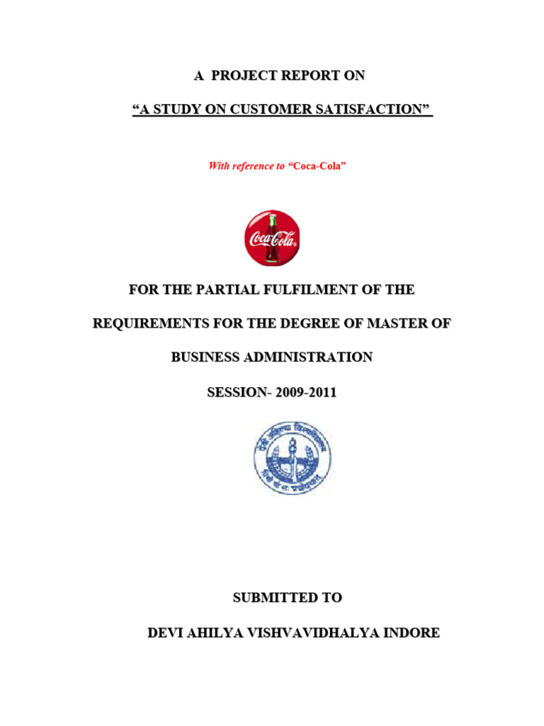 Project Report On A Study On Customer Satisfaction With Reference To ...